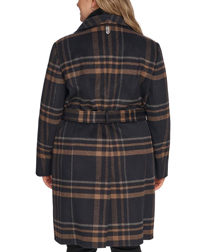 Calvin Klein Womens Plus Size Belted Asymmetric Wrap Coat, Created for ...