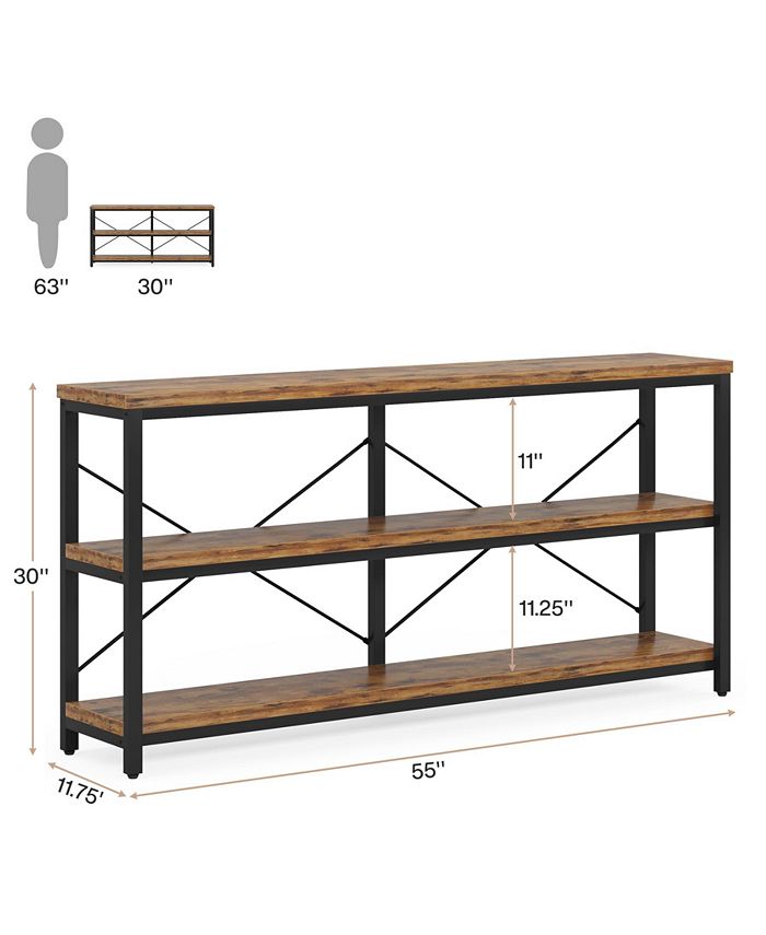 Tribesigns 55-Inch Industrial Sofa Table, 3-Tier Console Table with ...