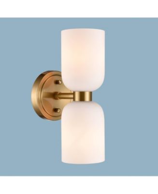 MOOSE Modern Gold Wall Sconce with Milky Glass Shades Dimmable - Macy's