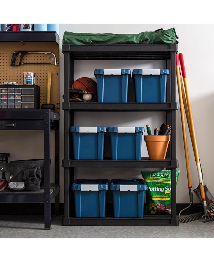 IRIS USA 5 Gallon Lockable Storage Totes with Lids, 6 Pack, Navy, Heavy ...