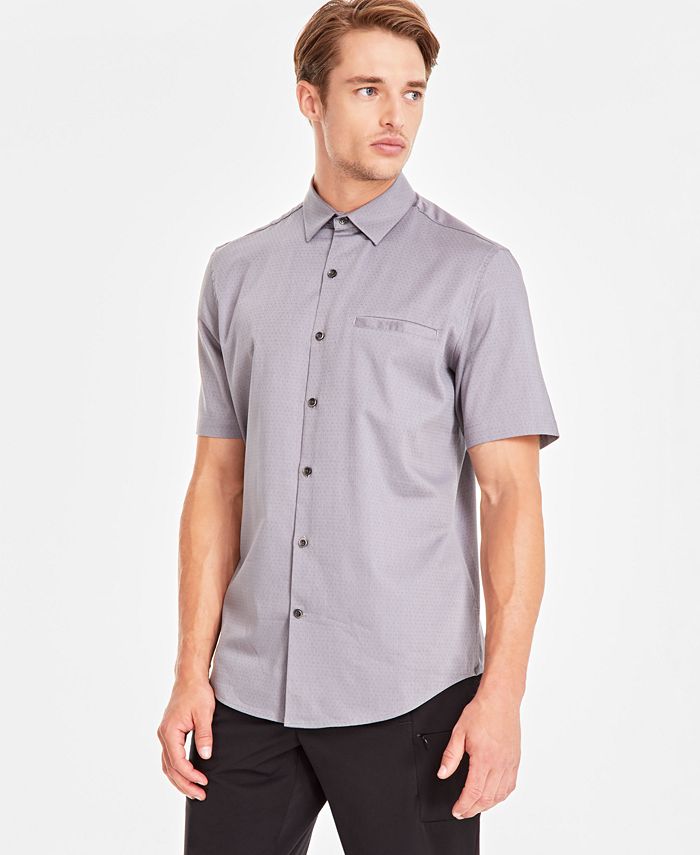 Alfani Men's Short-Sleeve Modern Stretch Dobby Shirt, Created for Macy ...