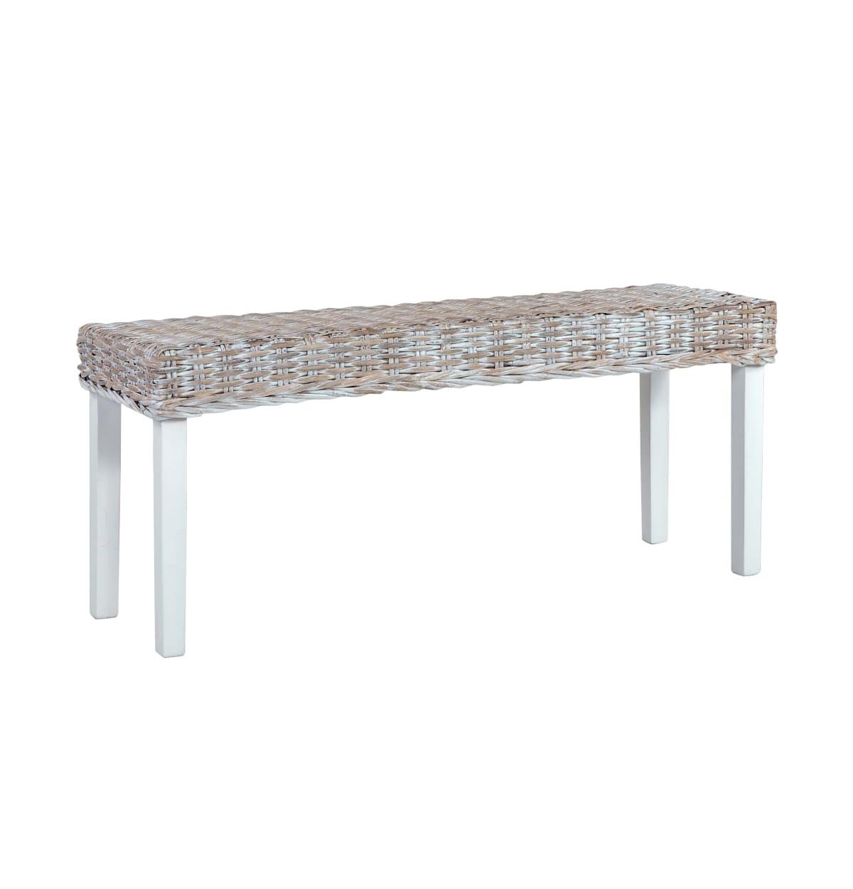 Click here for vidaXL Bench 43.3 White Natural Kubu Rattan and So... prices