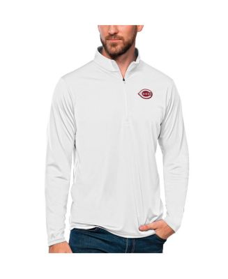 Antigua Men's White Cincinnati Reds Tribute Quarter-Zip Pullover Top ...