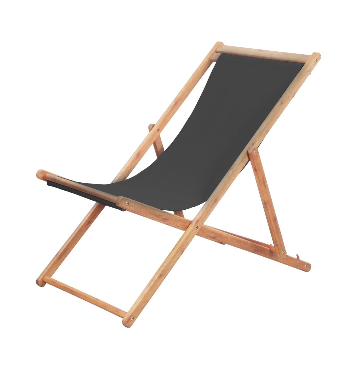Click here for Folding Beach Chair Fabric and Wooden Frame Gray -... prices