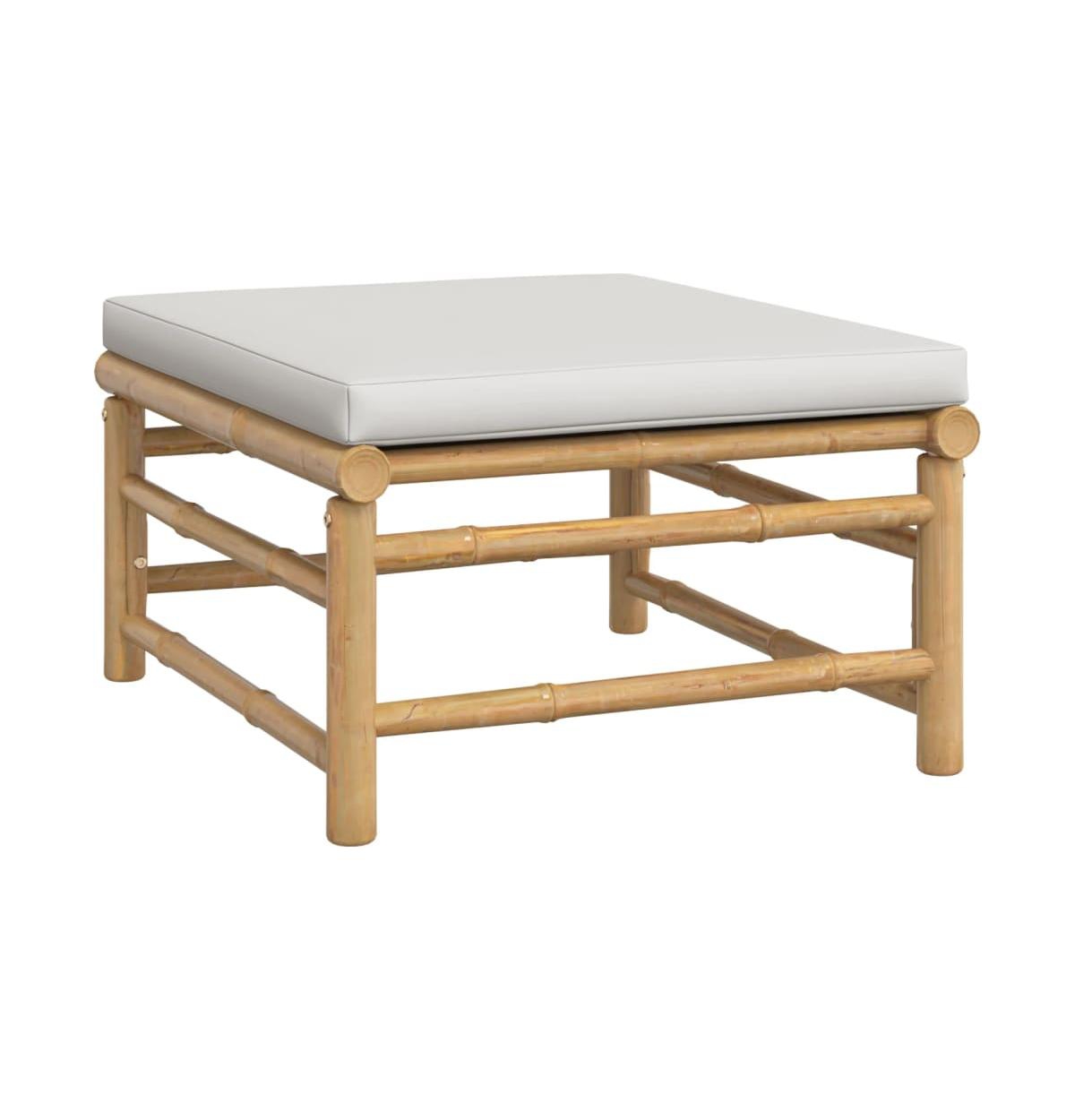Click here for Patio Footstool with Light Gray Cushion Bamboo - G... prices