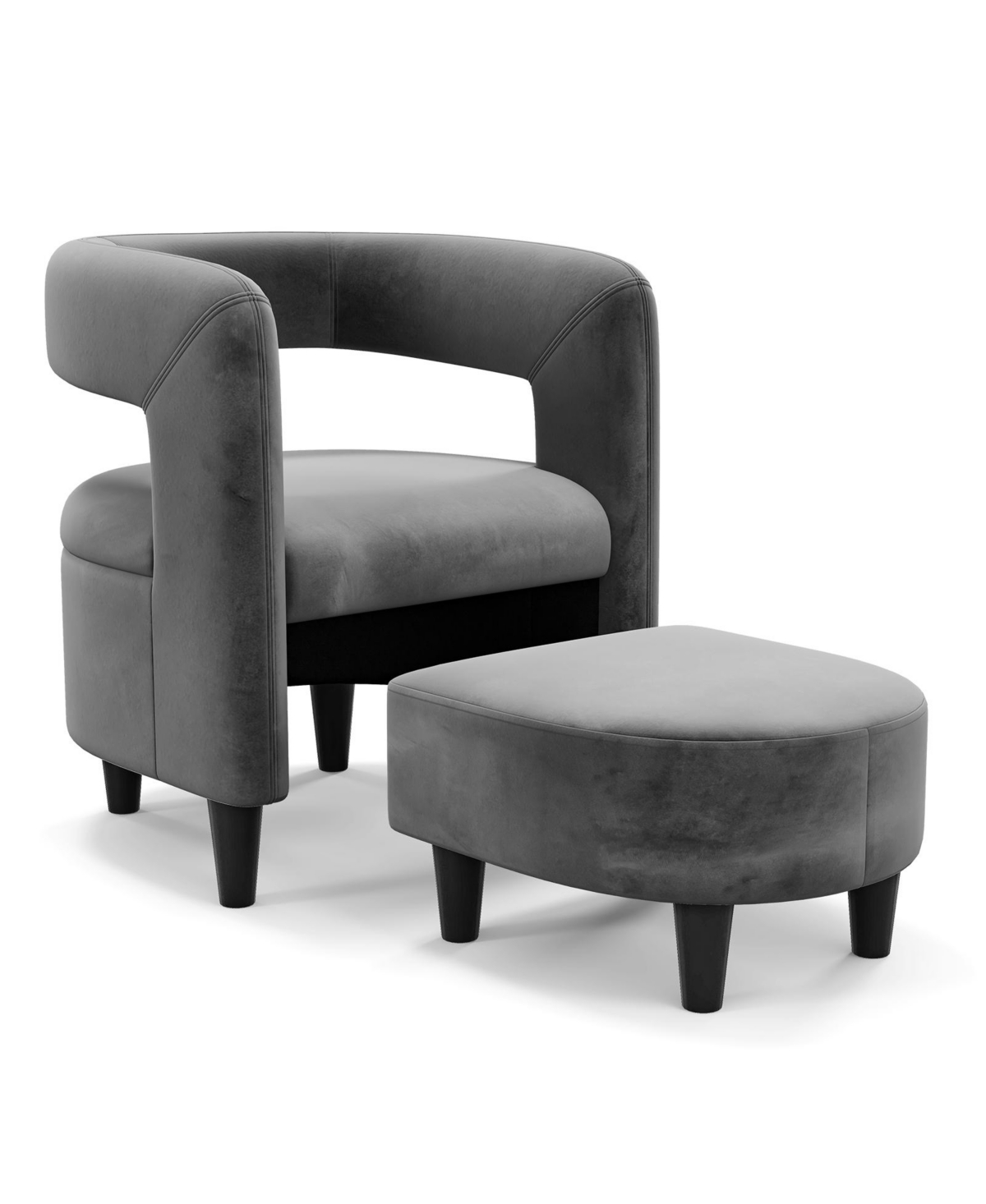 Click here for Comfy Accent Armchair with Footrest-Gray - Grey prices