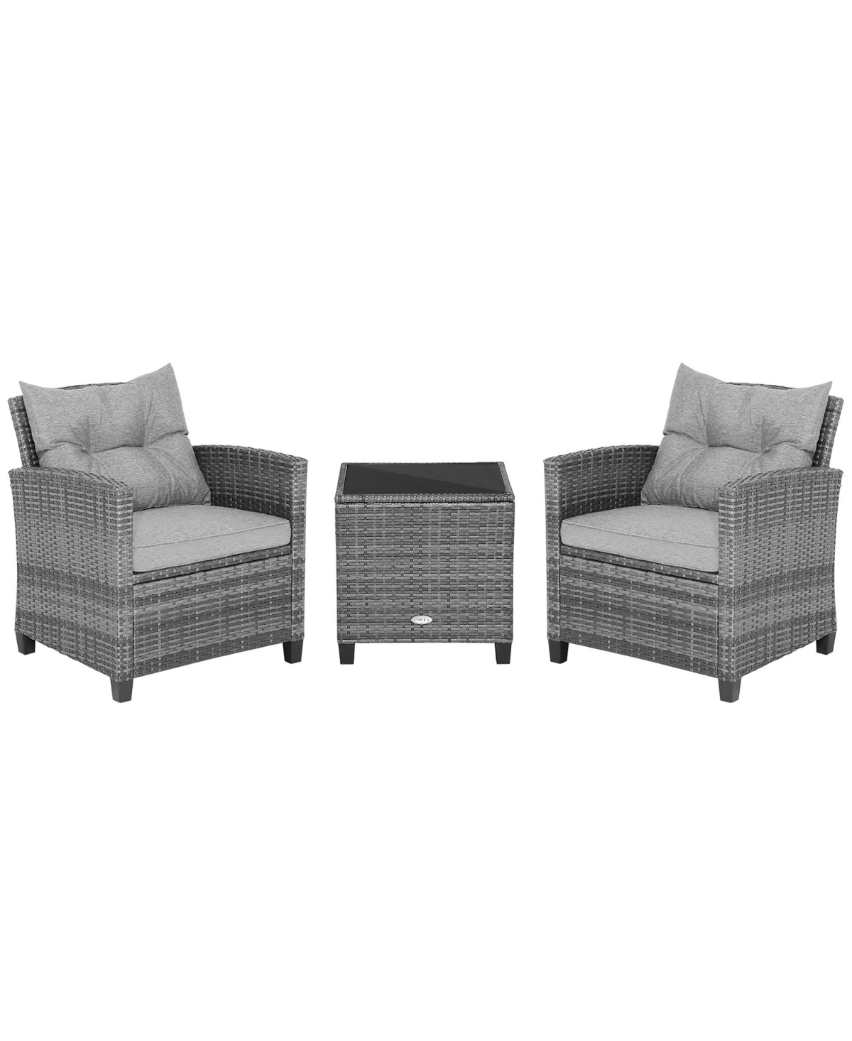 Click here for 3PCS Patio Rattan Furniture Bistro Set Cushioned S... prices