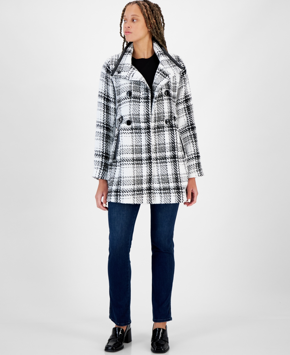 Click here for Bcx Juniors Houndstooth Double-Breasted Belted Coa... prices