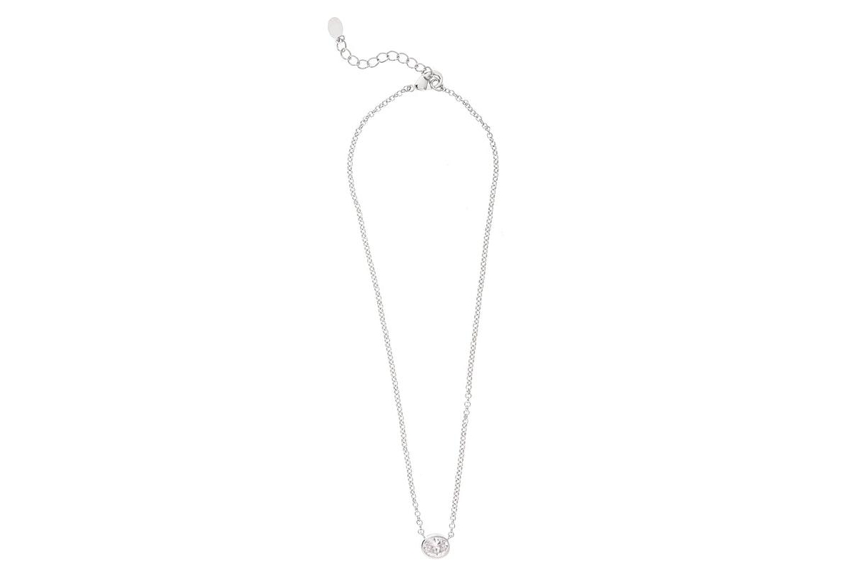 Click here for Rivka Friedman Rhodium Oval Bezel Cubic Zirconia P... prices