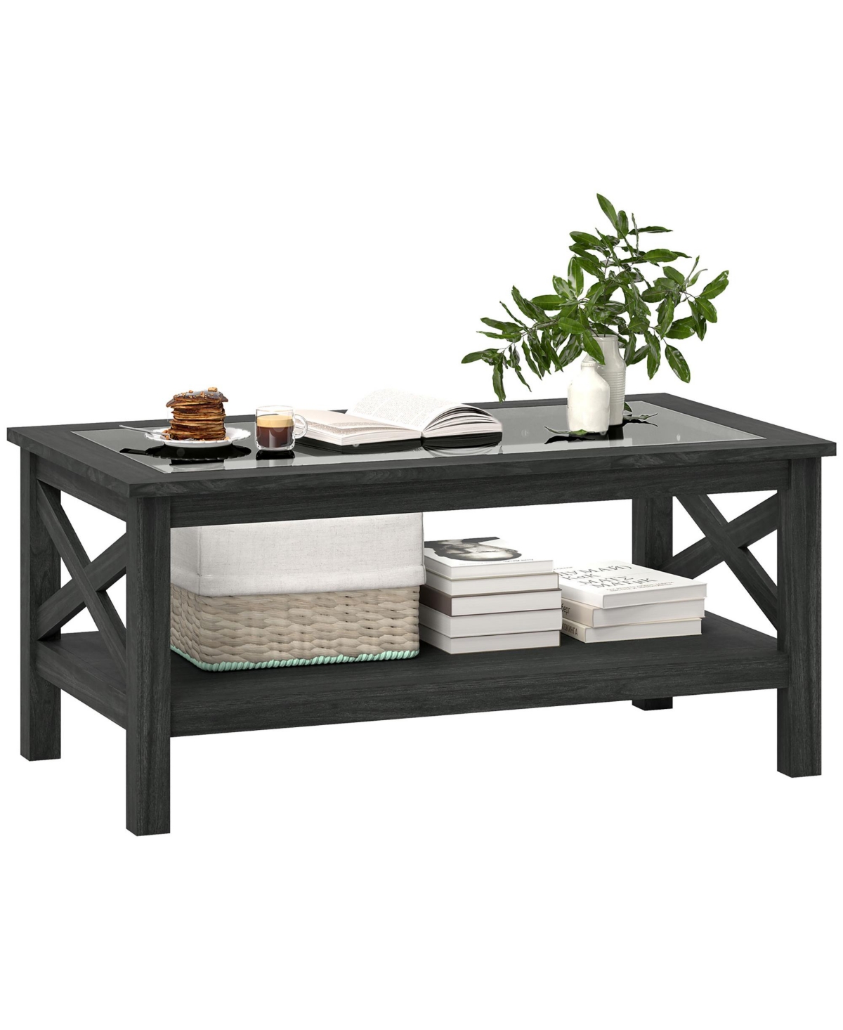 Click here for Homcom Table with Wood Frame for Living Room  - Bl... prices