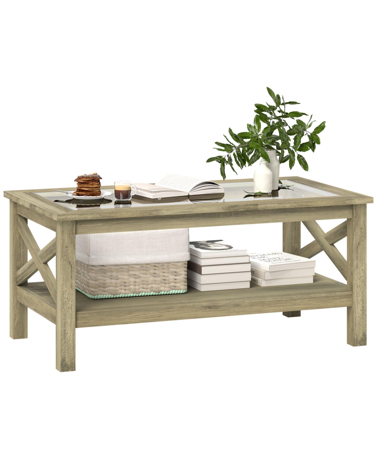 Click here for Homcom Table with Wood Frame for Living Room  - Gr... prices