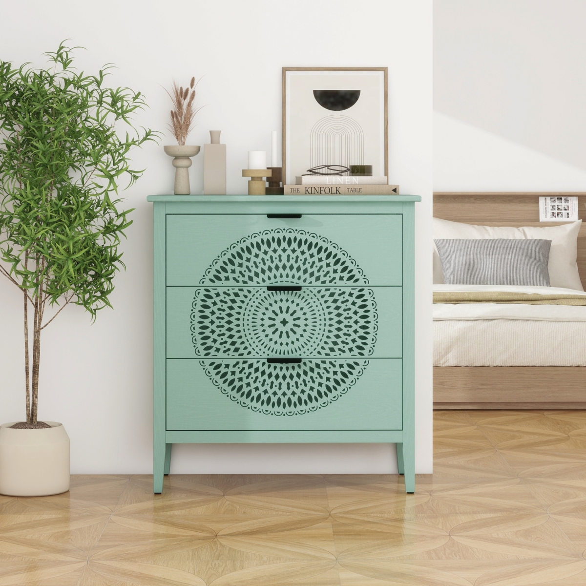 Click here for Streamdale Carved Wood Dresser with Storage - Ligh... prices