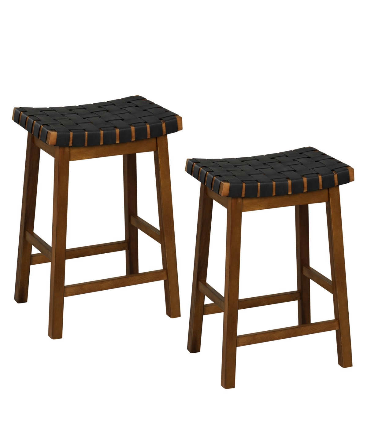 Click here for Faux Pu Leather Bar Height Stools Set of 2 with Wo... prices