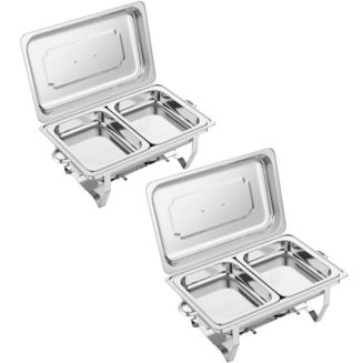 2 Pack 8QT Chafing Dish Buffet Set with Water Pan Stainless Steel Food ...