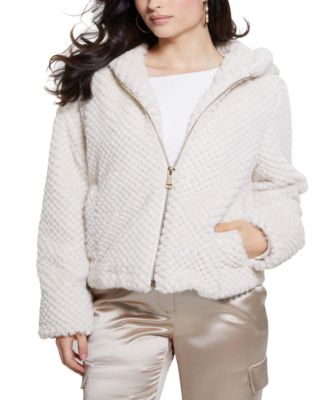 GUESS Women's New Theoline Faux-Fur Hooded Jacket - Macy's