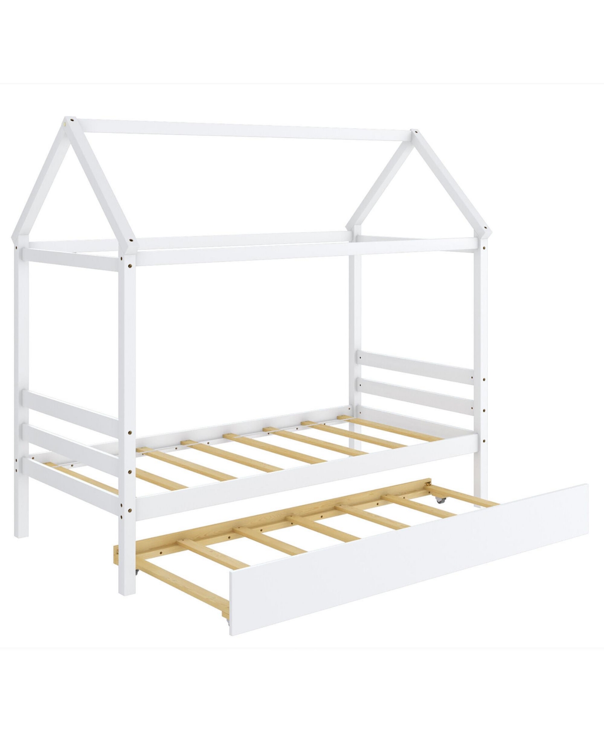 Click here for Gymax Twin House Bed Frame w/ Trundle Roof Wooden... prices