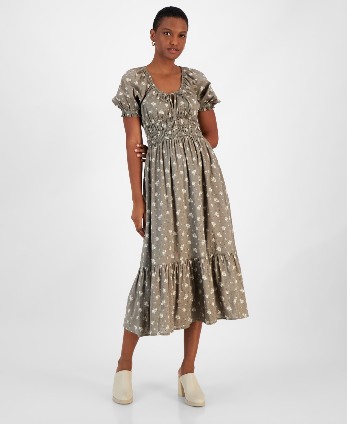 Click here for And Now This Womens Short-Sleeve Clip-Dot Midi Dre... prices