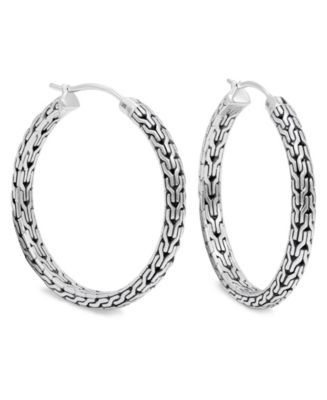 DEVATA 35mm Dragon Bone Hoop Earrings in Sterling Silver - Macy's