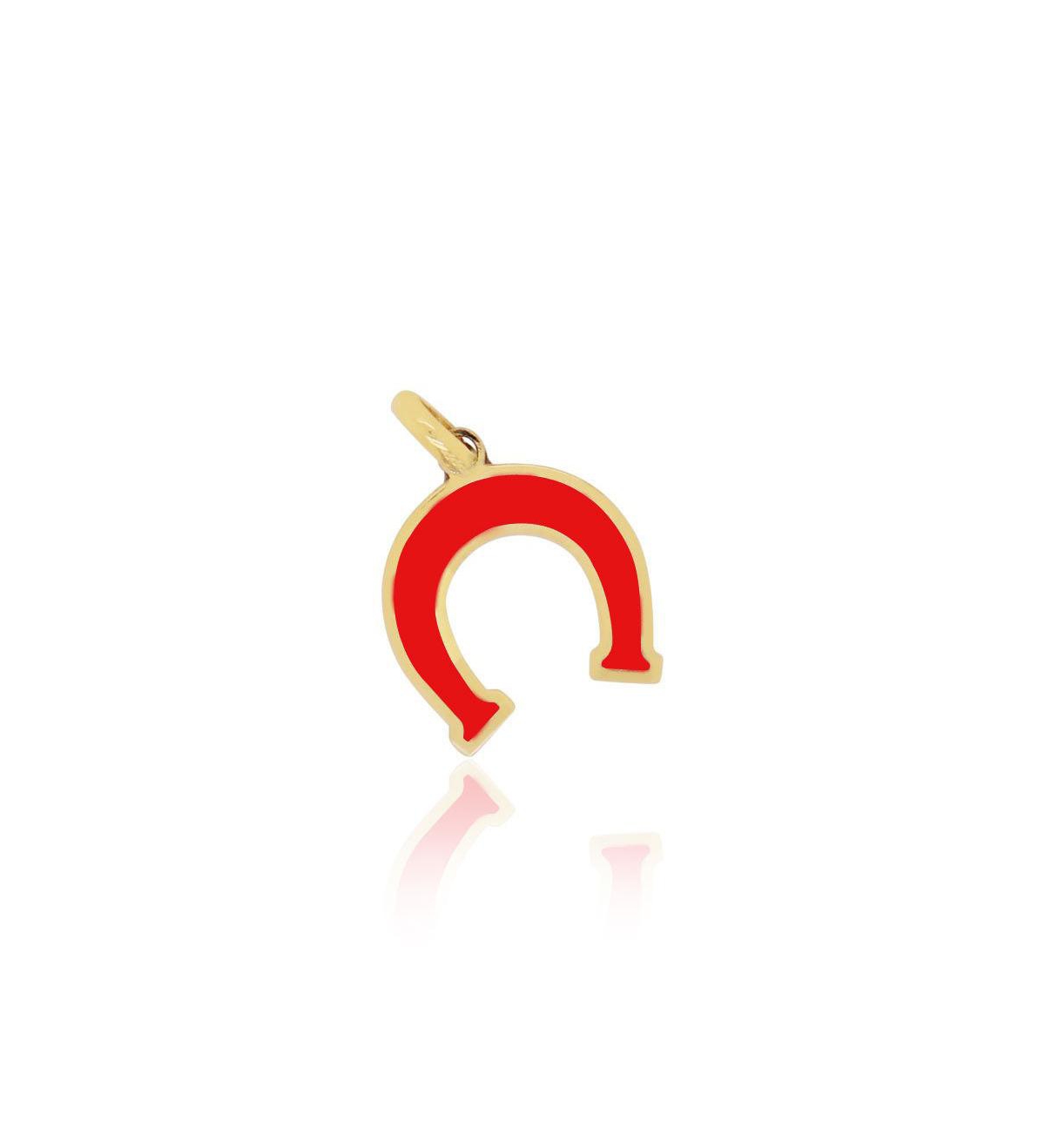 Click here for The Lovery Coral Horseshoe Charm 14K Gold 9 millim... prices