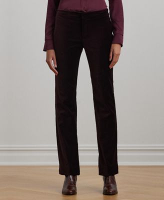 Lauren Ralph Lauren Women's Stretch Velvet Straight-Leg Pants - Macy's