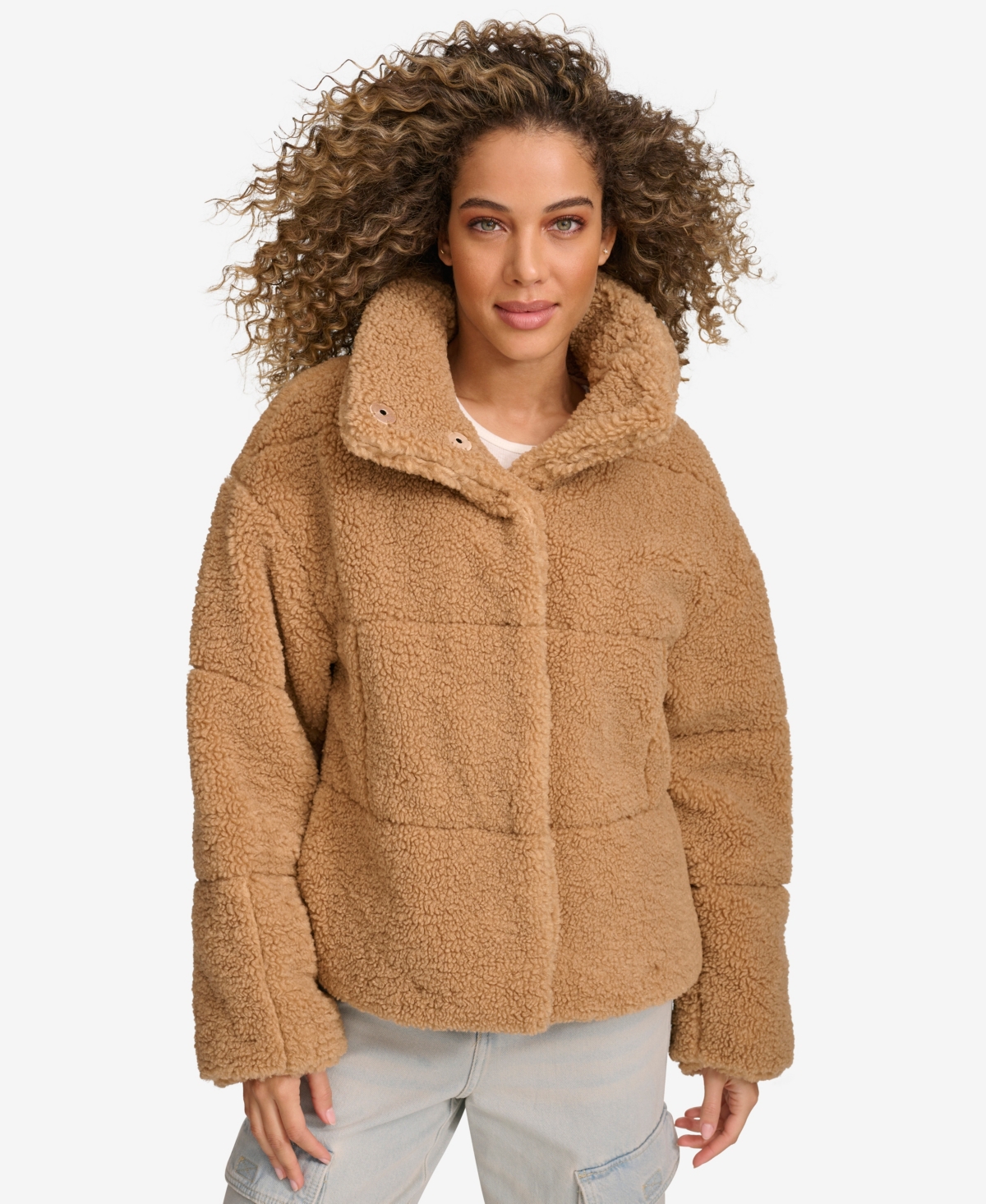 Click here for Levis Womens Short Sherpa Teddy Jacket - Chestnut prices