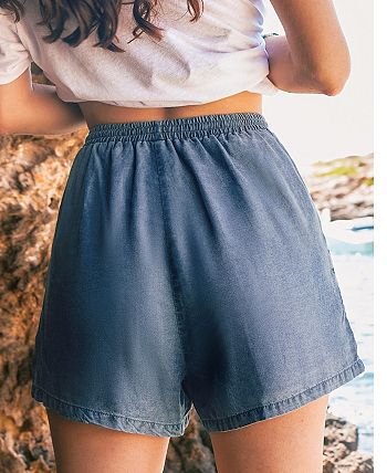 CUPSHE Women's Chambray Drawstring Shorts - Macy's