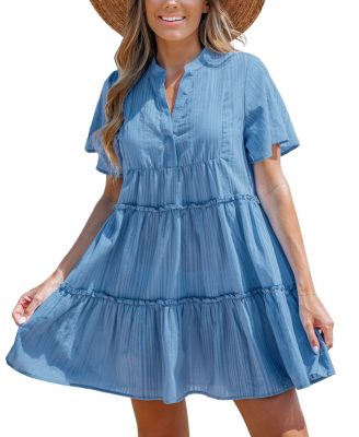 Cupshe Women's Breezy Tiered Chambray Cover-Up Dress - Macy's