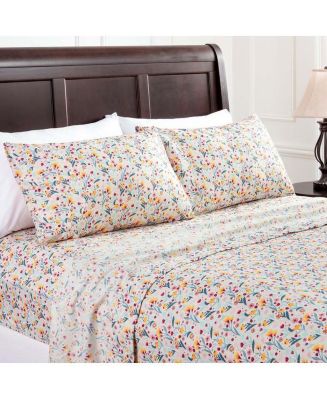 Chanasya Premium Leopard Print Animal Patterned King Bed Sheet Set 4-Piece - 1 Flat 1 Fitted ...