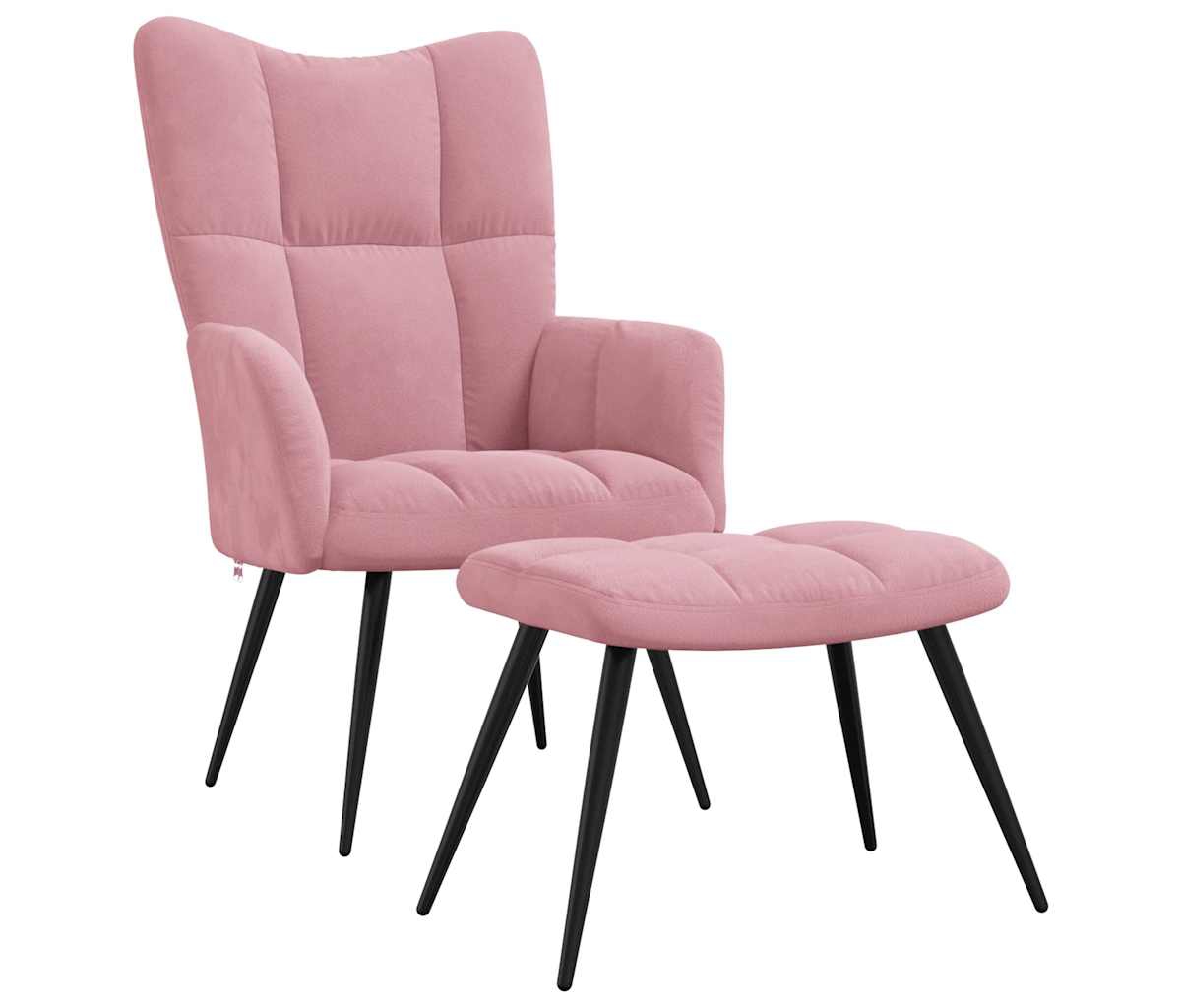 Click here for Relaxing Chair with a Stool Pink Velvet - Pink prices