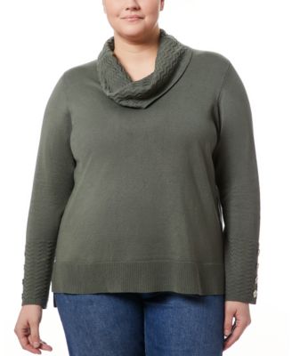 Melissa Paige Plus Size Ribbed-Hem Cowl-Neck Sweater - Macy's