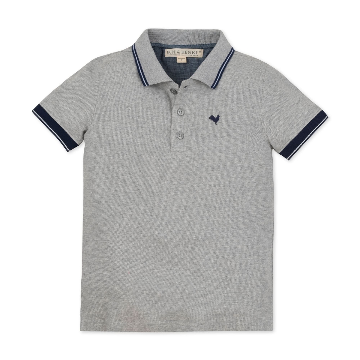 Hope & Henry Boys Short Sleeve Knit Pique Polo Shirt - Dark gray heather