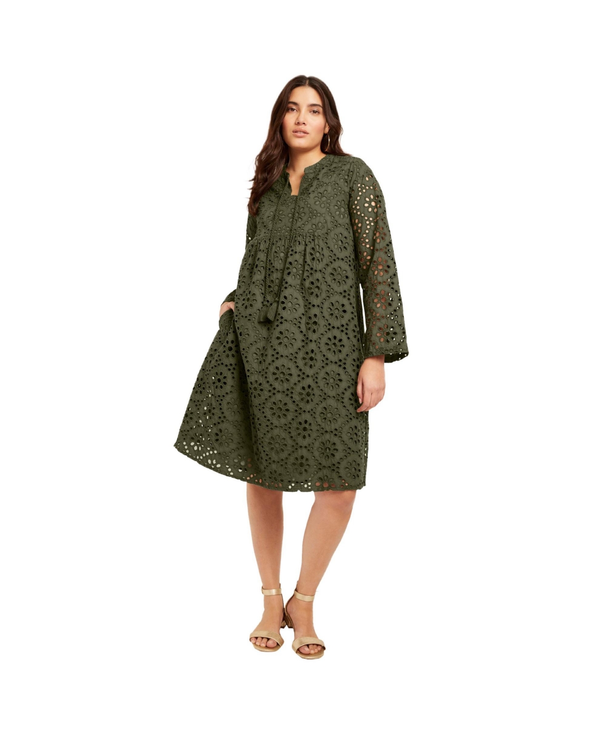 Click here for June + Vie Womens Plus Size Eyelet Shirtdress - Da... prices