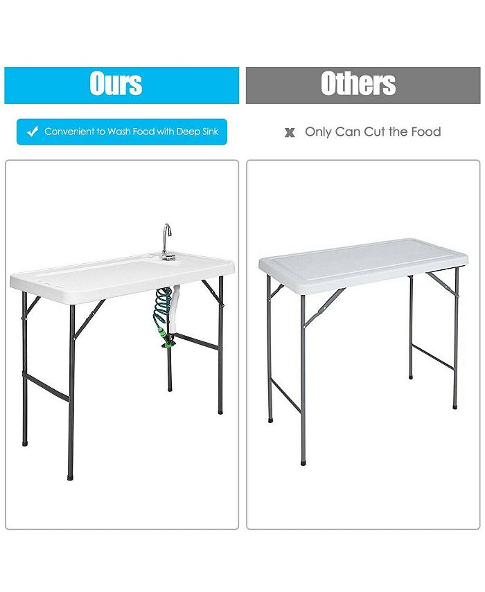 SUGIFT Folding Cleaning Sink Faucet Cutting Camping Table with Sprayer ...
