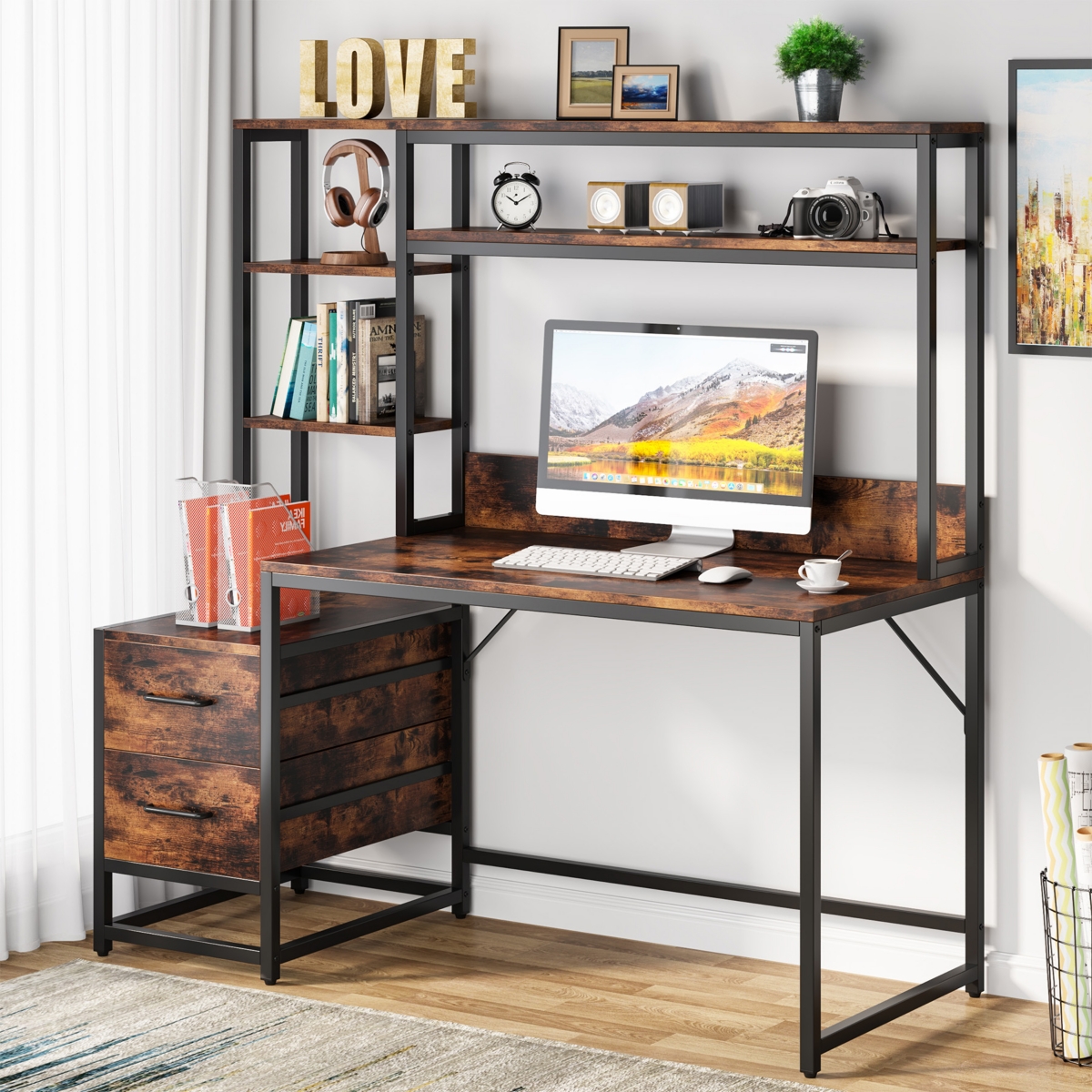 Click here for Tribesigns 55 Inch Computer Desk with 2 Drawers an... prices