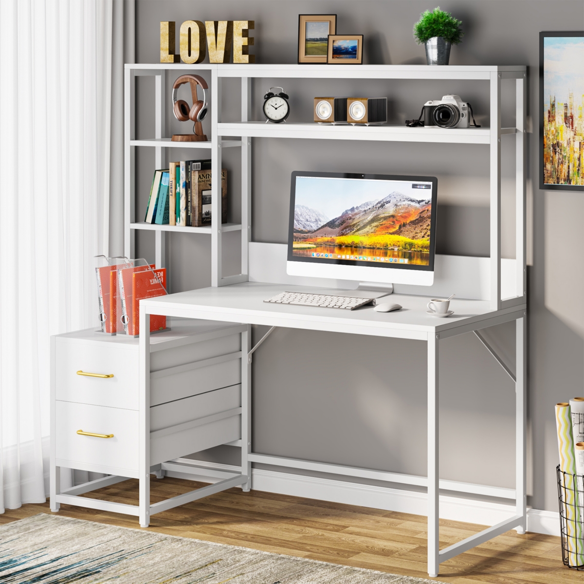 Click here for Tribesigns 55 Inch Computer Desk with 2 Drawers an... prices