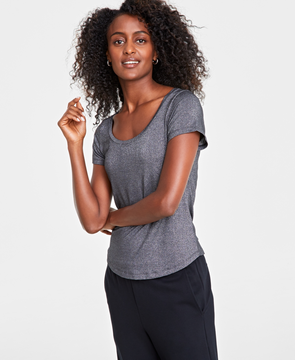 Click here for On 34th Womens Short-Sleeve Solid Shine Top  Creat... prices
