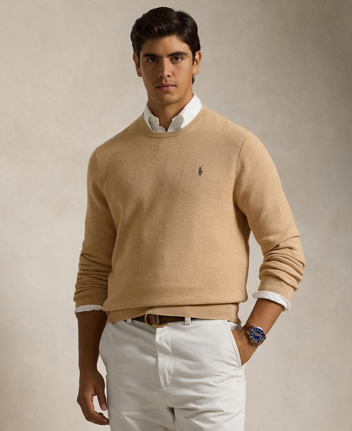 Click here for Polo Ralph Lauren Mens Textured Cotton Crewneck Sw... prices