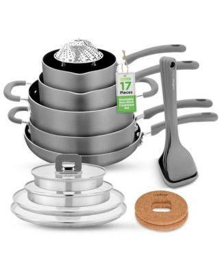 NutriChef Kitchenware 17 Piece Non-Stick Cookware Set, Non-Stick Pans ...