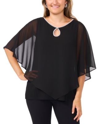 MSK Petite Rhinestone Capelet Top - Macy's
