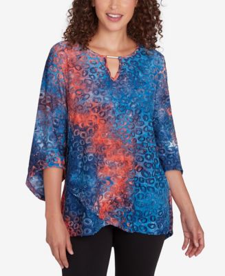 Ruby Rd. Petite Scoop Neck Jacquard Knit Top with Bar Detail - Macy's