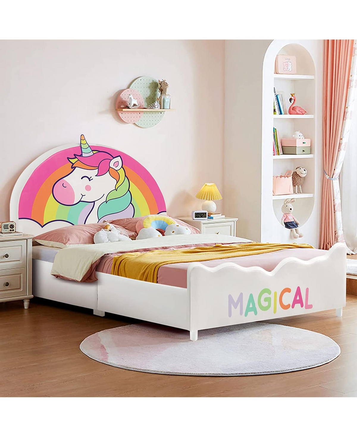 Click here for Kids Upholstered Platform Bed Children Twin Size W... prices