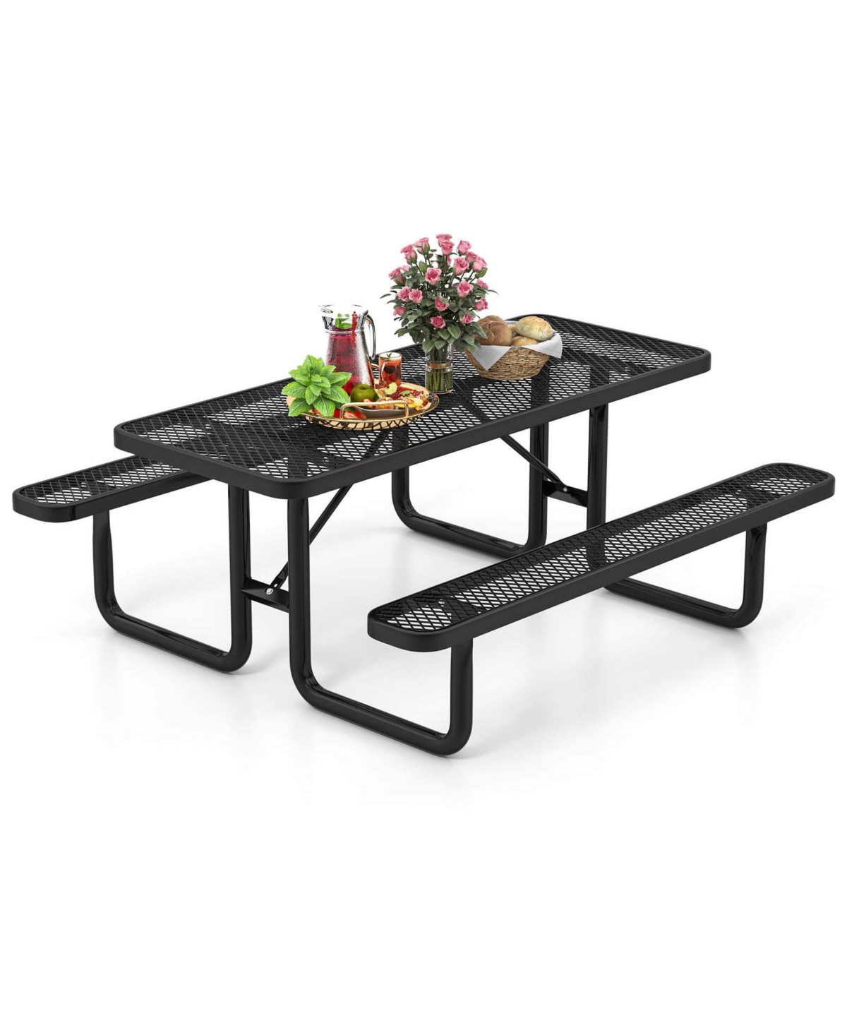Click here for Costway 72 Coated Steel Camping Table with Seats O... prices