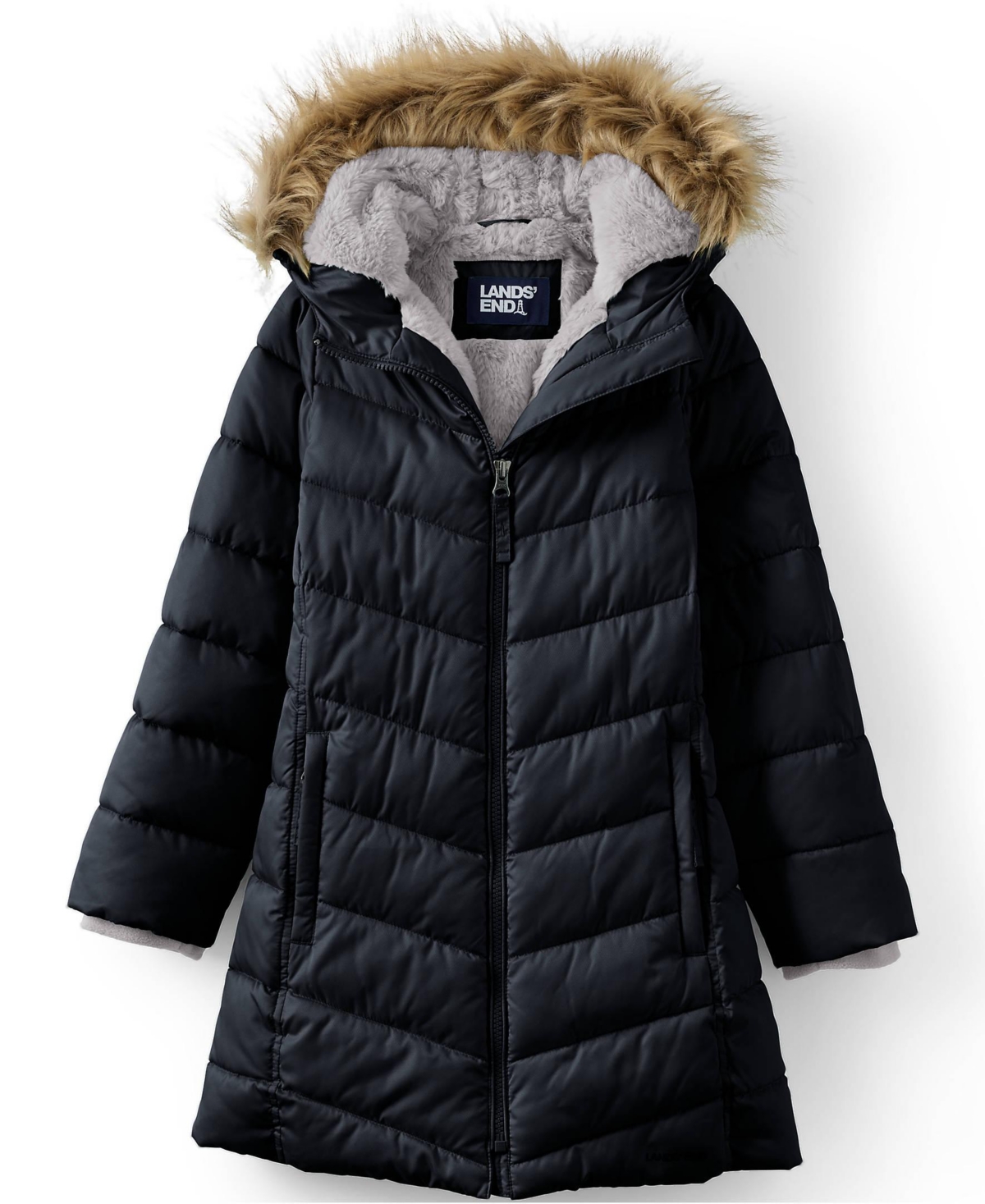 Click here for Lands End Girls Fleece Lined Parka - Black prices