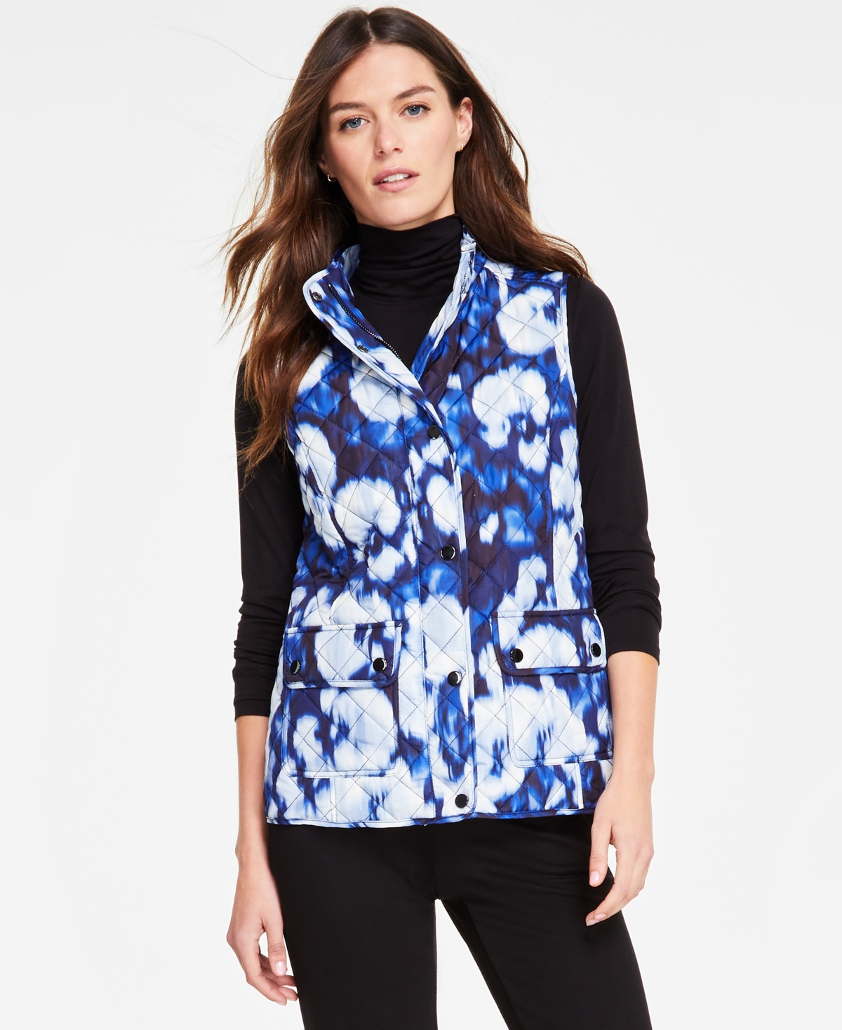 Click here for Jones New York Womens Printed Quilted Patch-Pocket... prices