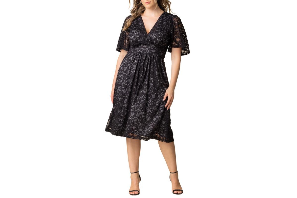 Click here for Kiyonna Plus Size Starry Sequin Lace Cocktail Dres... prices