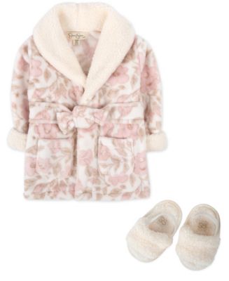 Jessica Simpson Baby Bath Robe with Sherpa Slippers, 2-Piece Set - Macy's