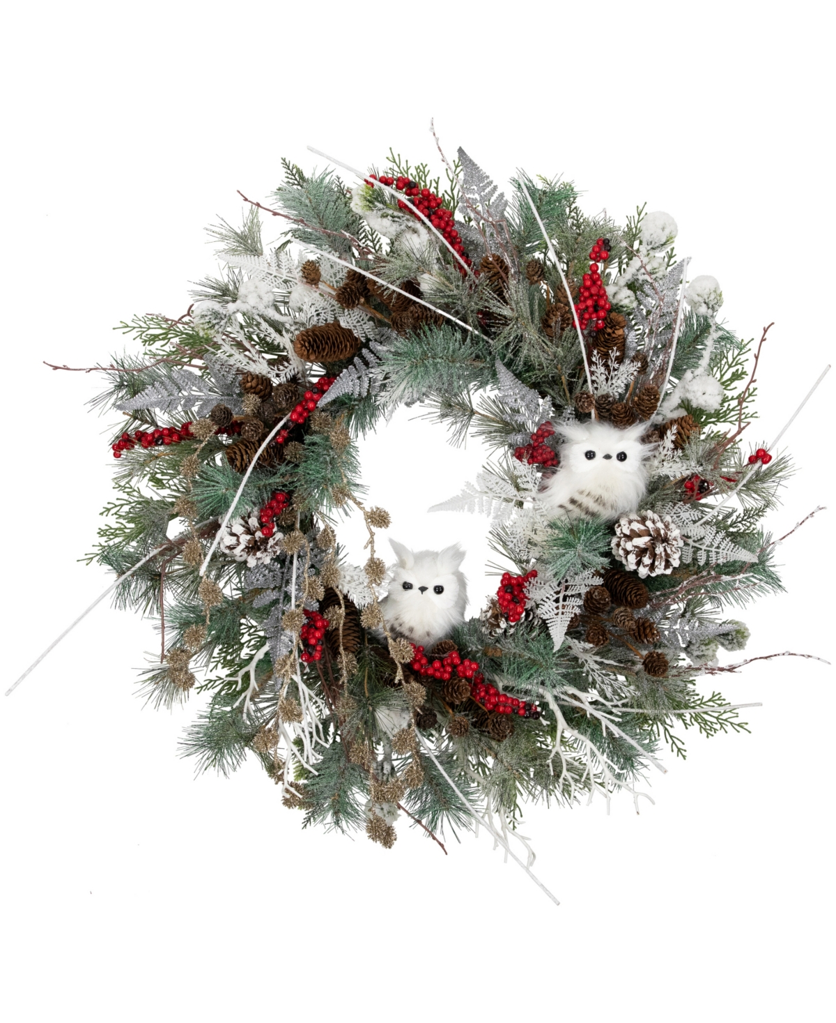 Click here for Northlight Snowy Pine Owls and Berries Artificial... prices