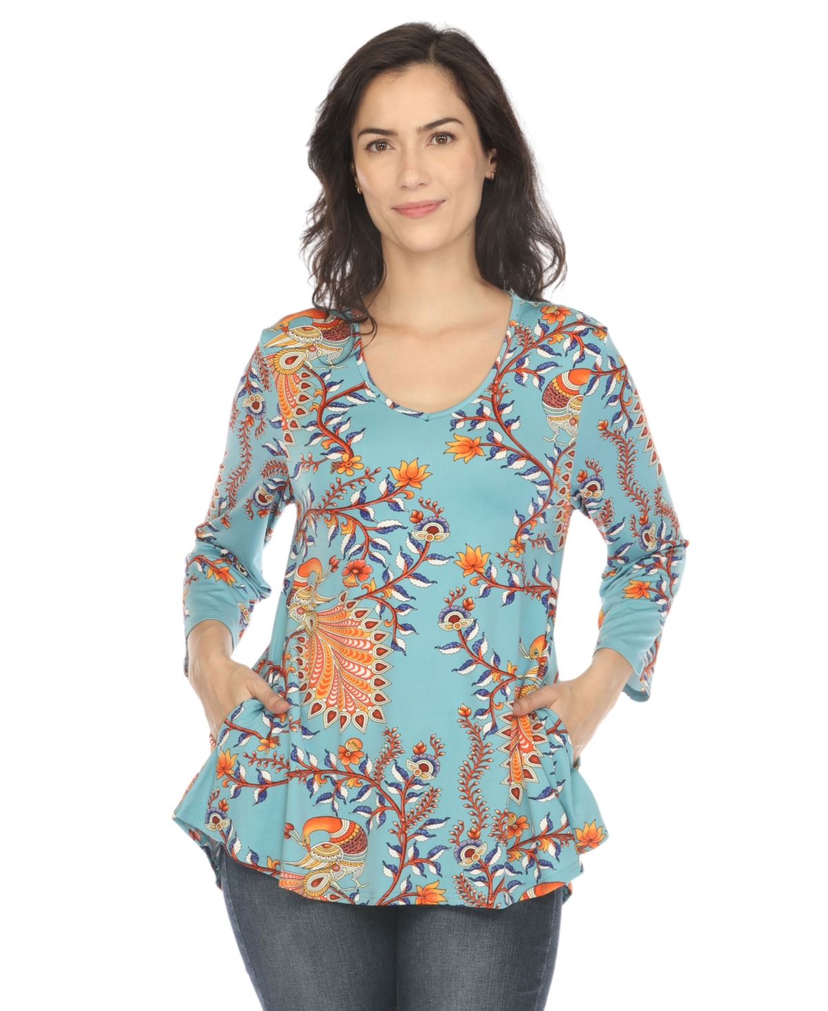 Click here for White Mark Womens Vibrant Boho Swing Top - Denim B... prices