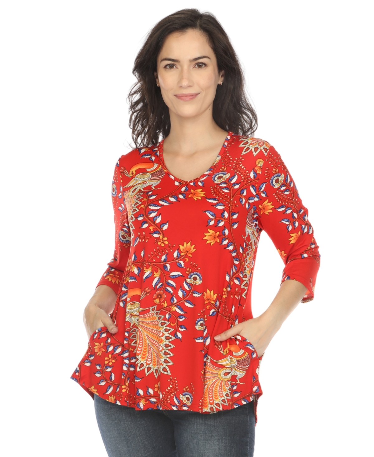 Click here for White Mark Womens Vibrant Boho Swing Top - Red prices