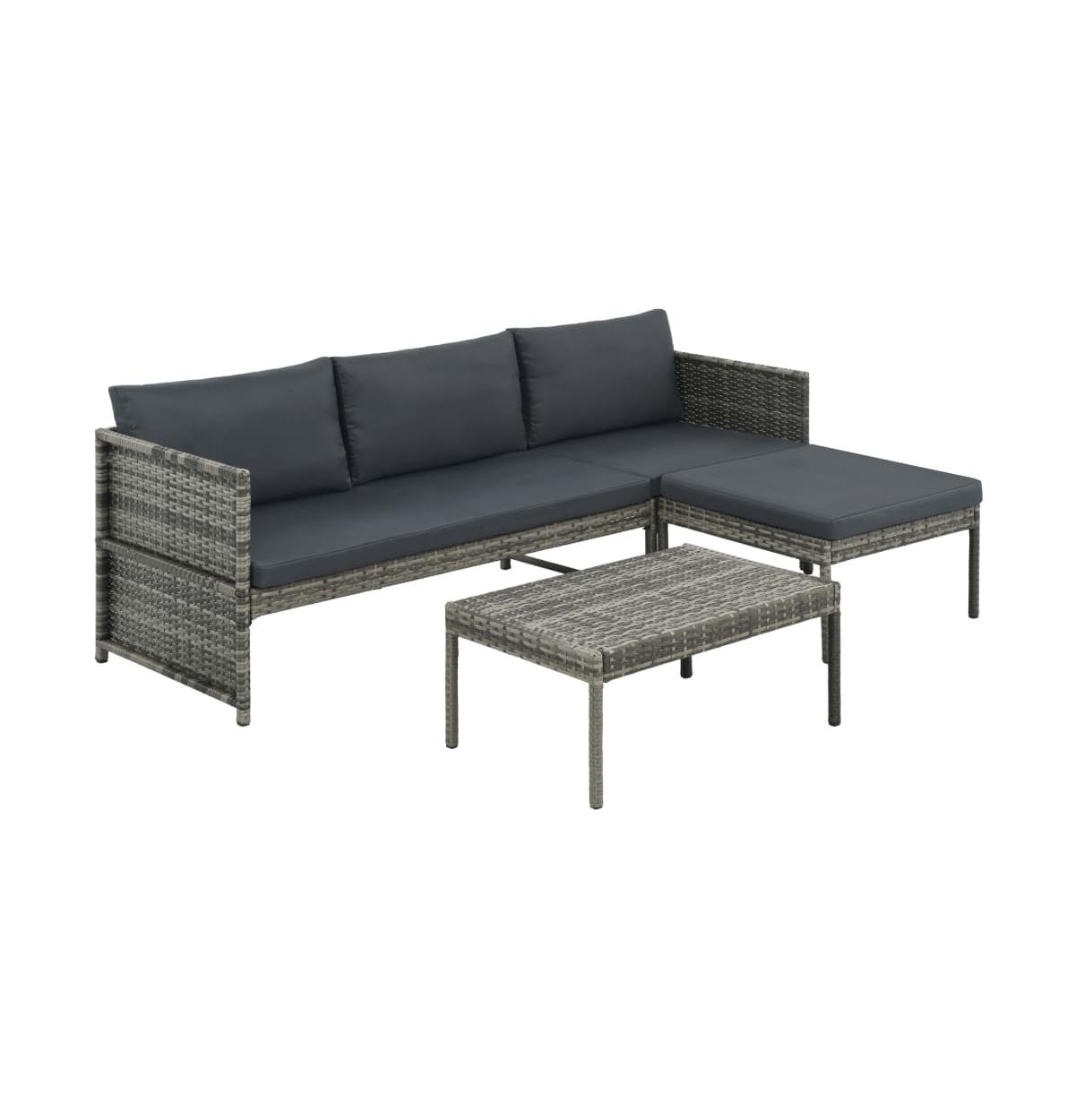Click here for vidaXL 3 Piece Patio Lounge Set with Cushions Poly... prices